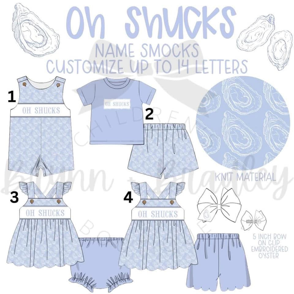 Preorder Oh Shucks Name Smocks – Brynn + Bradley Children’s Boutique