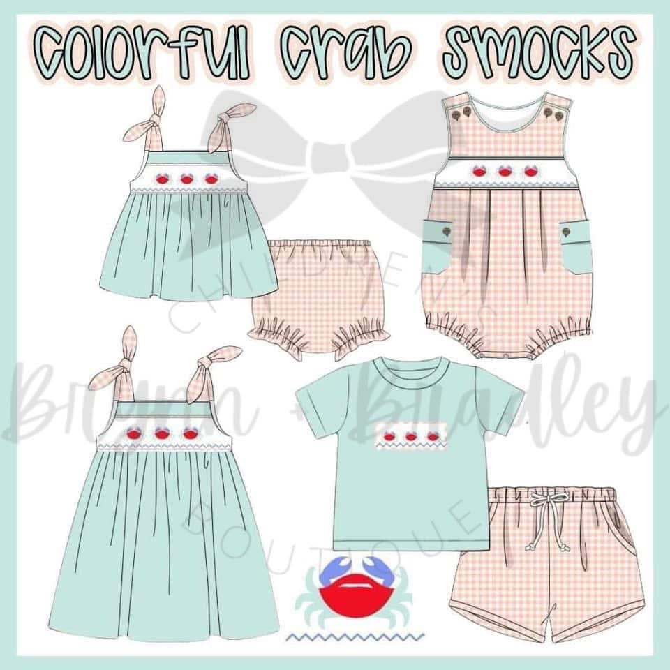 Preorder Colorful Crab Smocks Collection – Brynn + Bradley Children’s ...